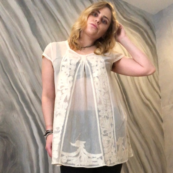 Peruvian Connection | Tops | Peruvian Connection Sheer Lace Embroidered ...